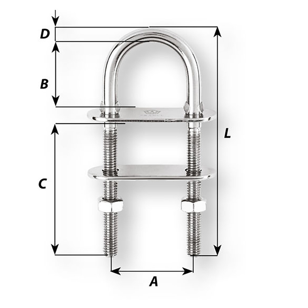 Wichard U-Bolt Pad Eye - 8mm Diameter - 5/16 - 100mm Length - 3-15/16 ...